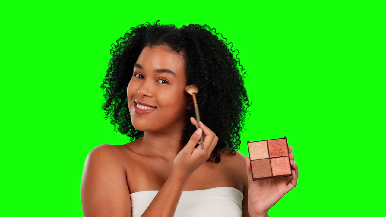 Premium stock video - Green screen, portrait of woman with makeup