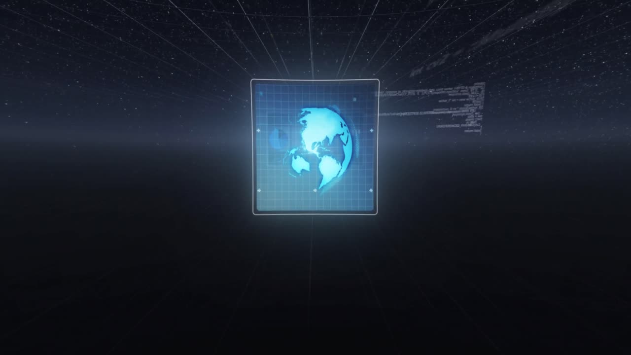 Premium stock video - Animation of scope scanning, statistics recording, globe spinning and data ...