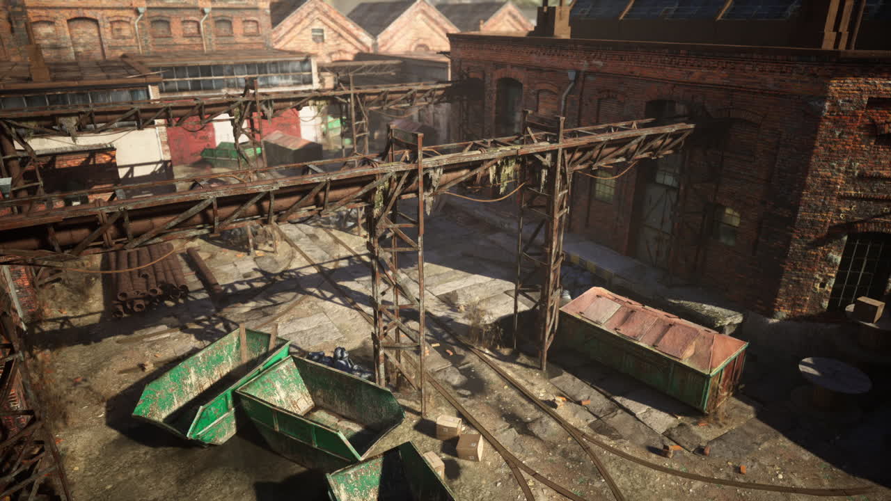 Abandoned factory decay with collapsing brick structures and rusted ...