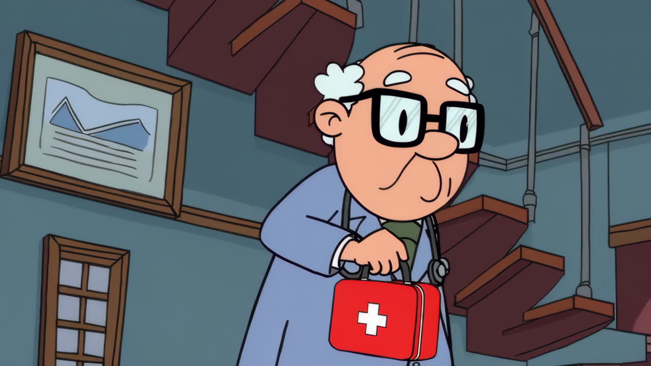 Doctor carrying first-aid kit up stairs | Premium Stock Video Footage