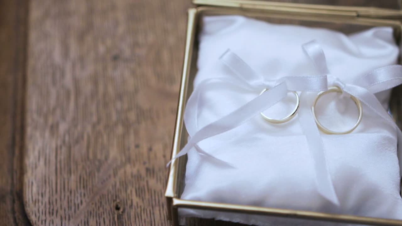 Free stock video - Wedding rings in decorated box on the altar in church