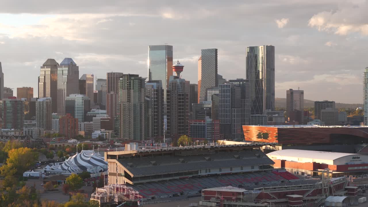 Premium stock video - An aerial drone captures the calgary stampede ...