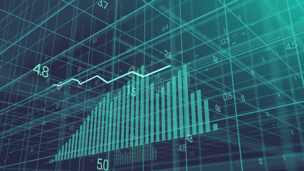 Premium Stock Video Animation Of Statistical Data Processing Over