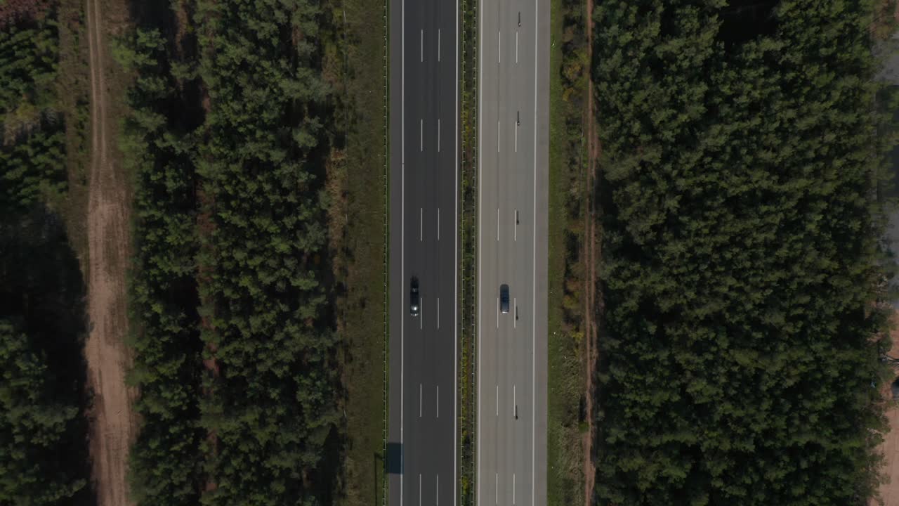 Birds Eye Overhead Top Down Aerial Of Autobahn Highway In Germany With ...