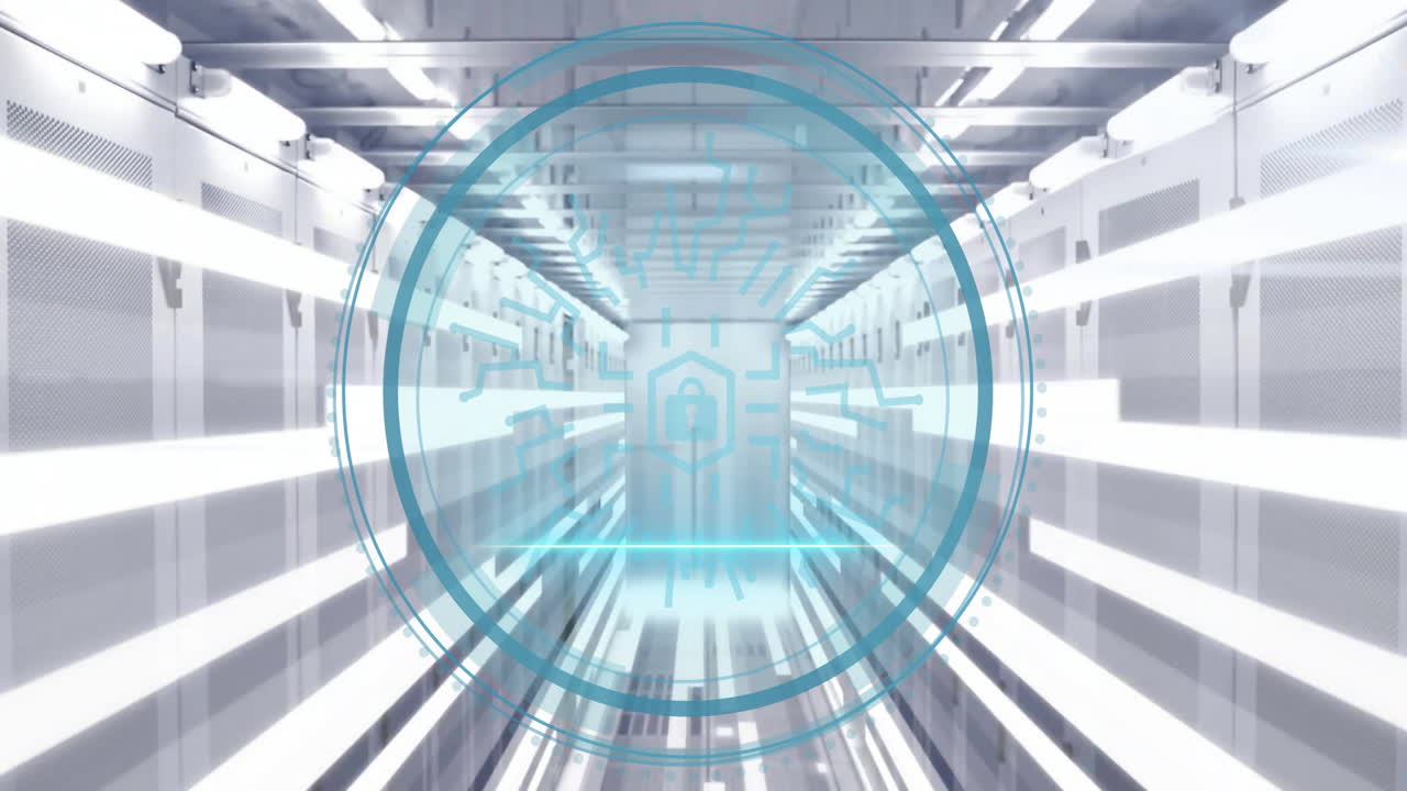 Animation Of Padlock Icon, Digital Data Processing Over Computer Servers Free Stock Video ...