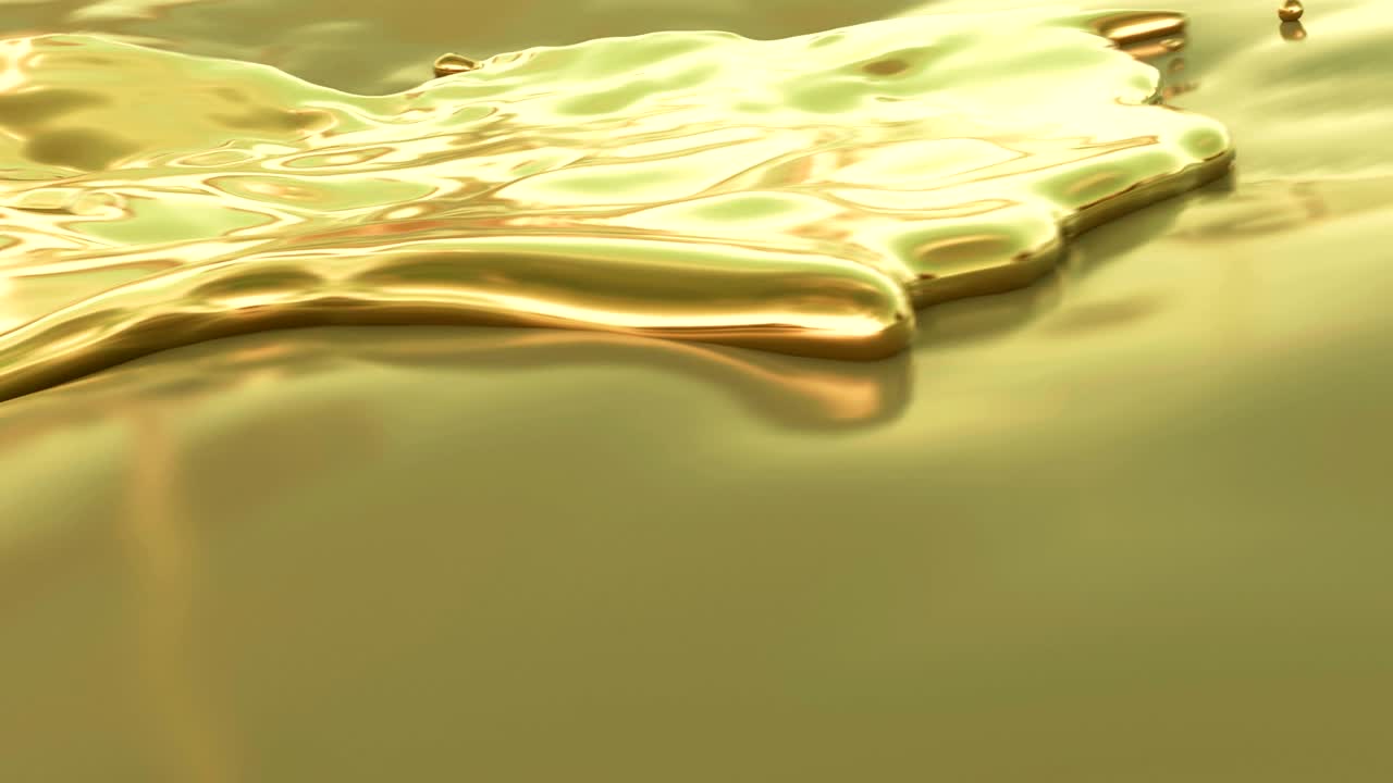 Animation depicting liquid gold rolling onto shore. | Premium Stock Video Footage