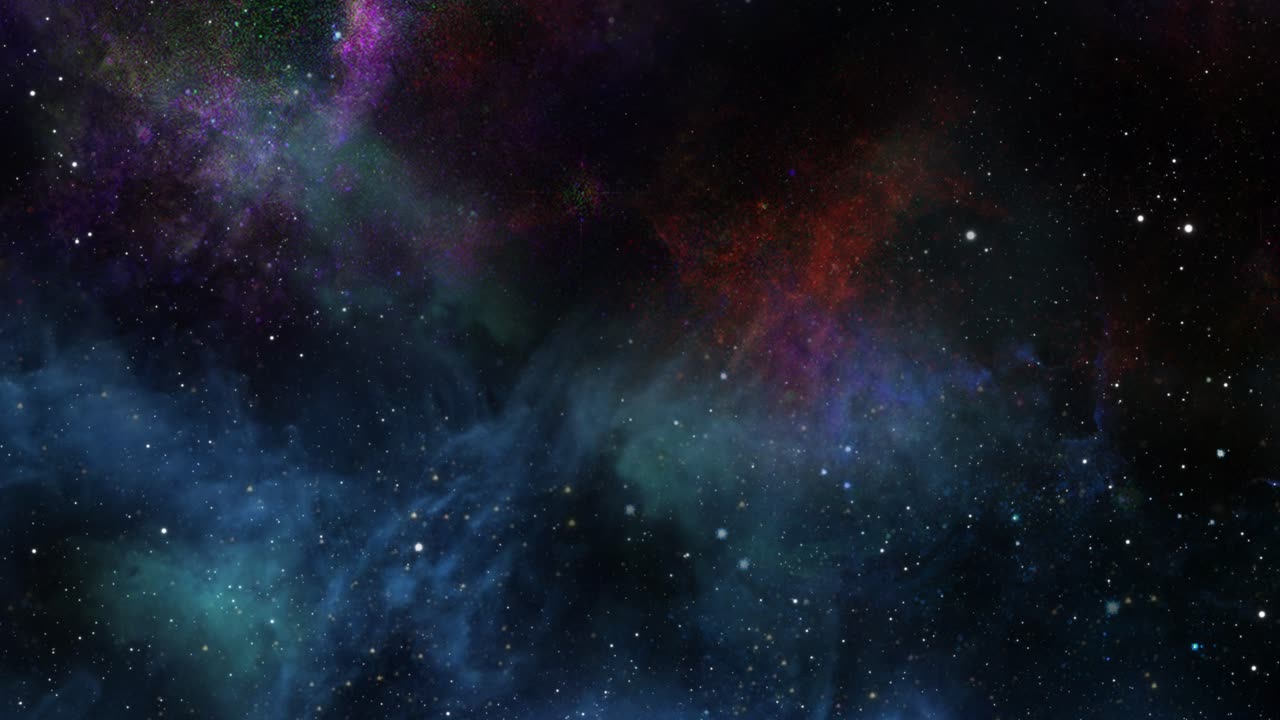 Premium stock video - Large cluster of stars and colorful nebula