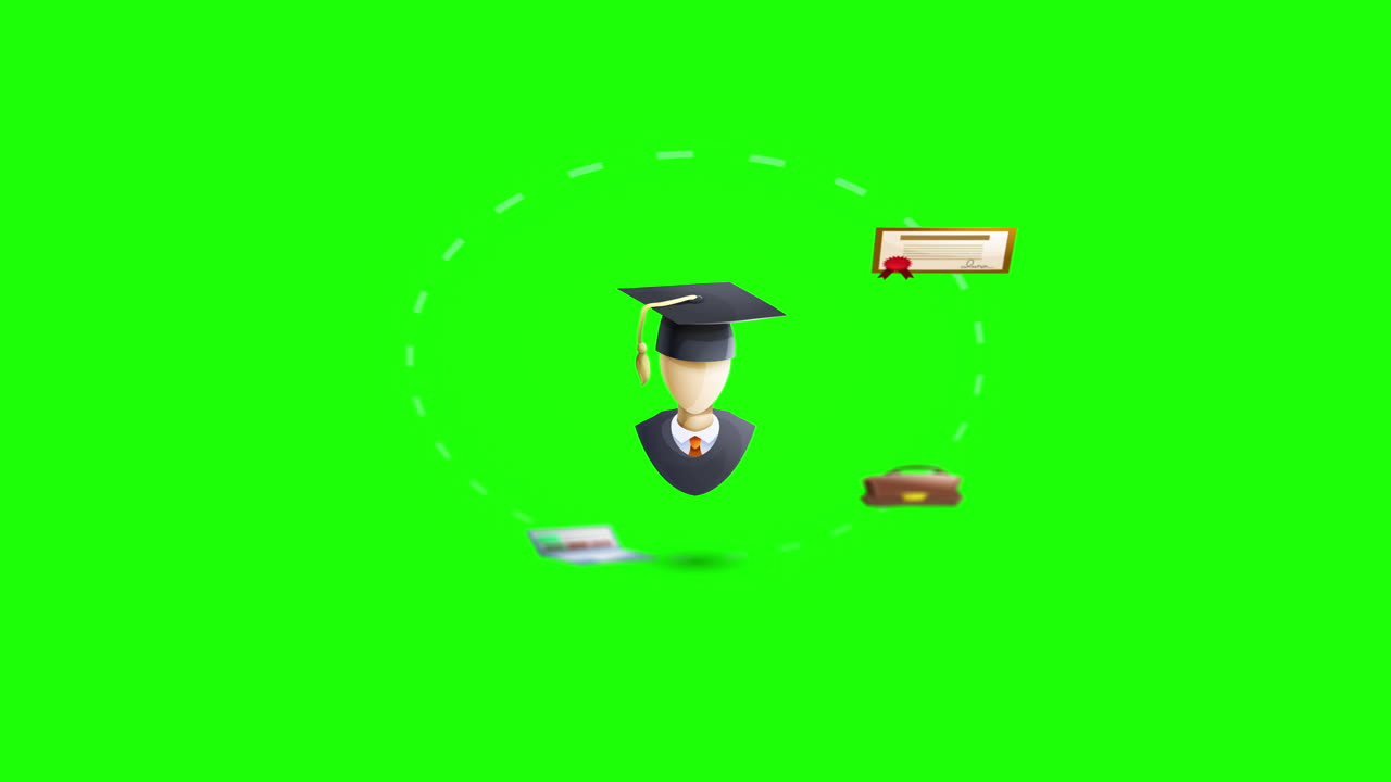 Graduation And Education Elements Icon Animation Moving Around A Figure ...