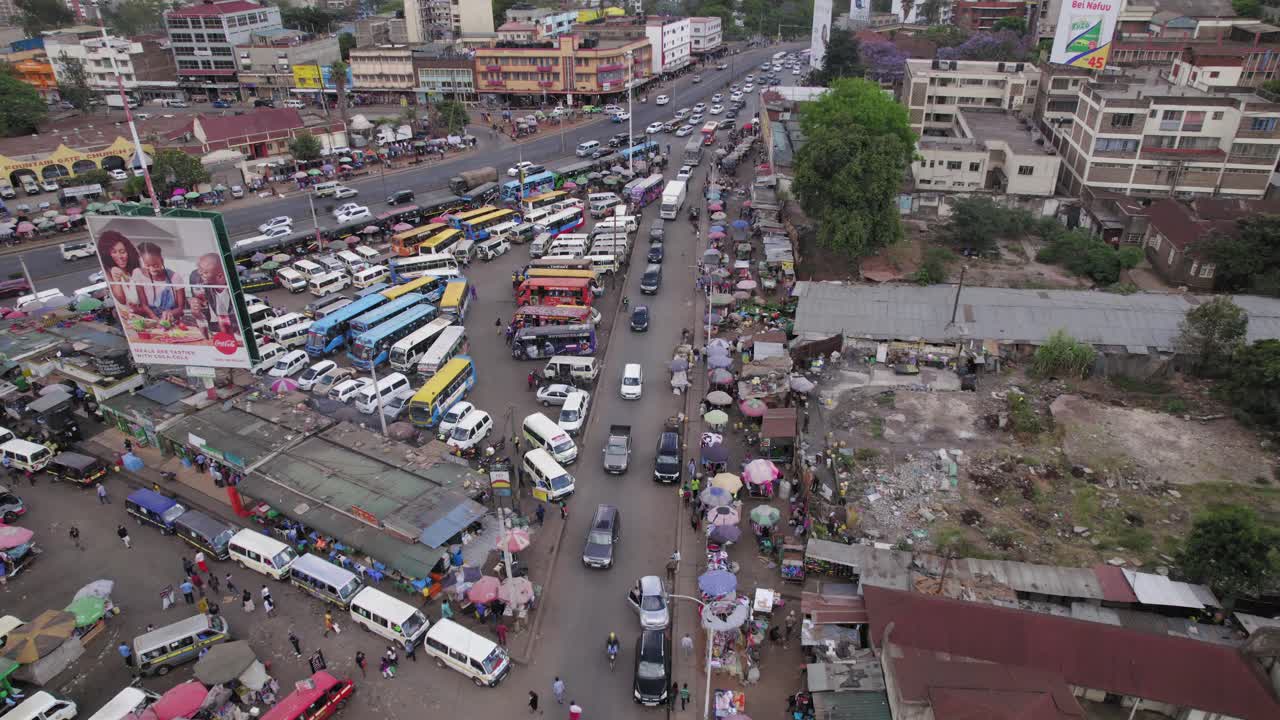 Premium stock video - Aerial drone footage of ngara matatu bus stop in ...