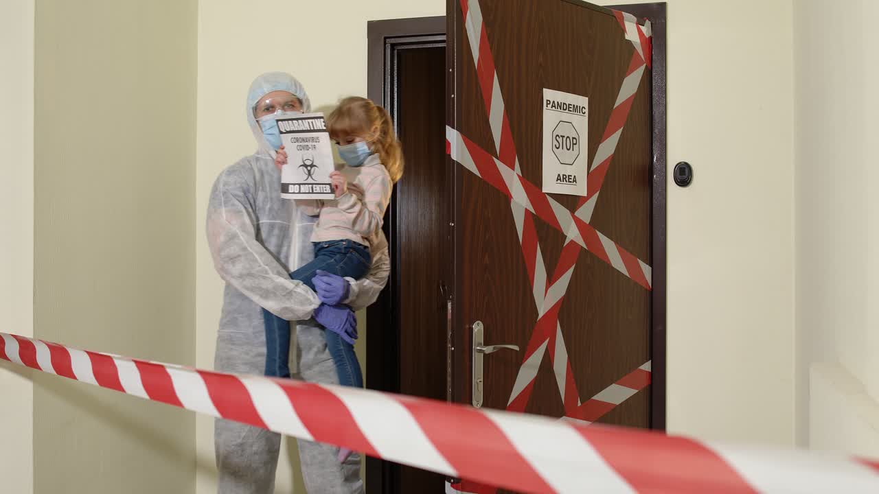 Premium stock video - Family in quarantine during covid-19 pandemic