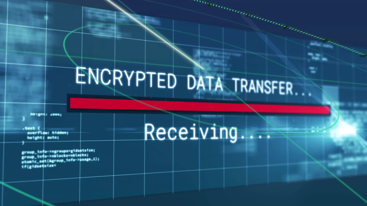 Premium stock video - Animation of digital data processing over encrypted data transfer text on ...