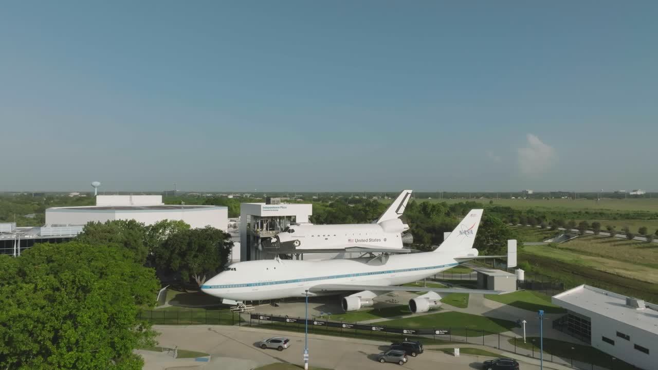 Premium stock video - Aerial drone side view of the space shuttle ...