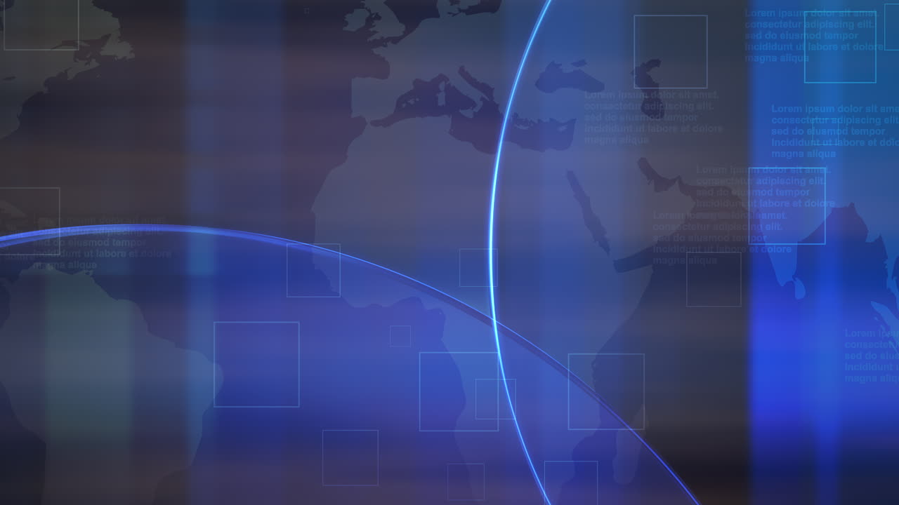 Premium stock video - News intro graphic animation in newsroom with lines and circular shapes ...