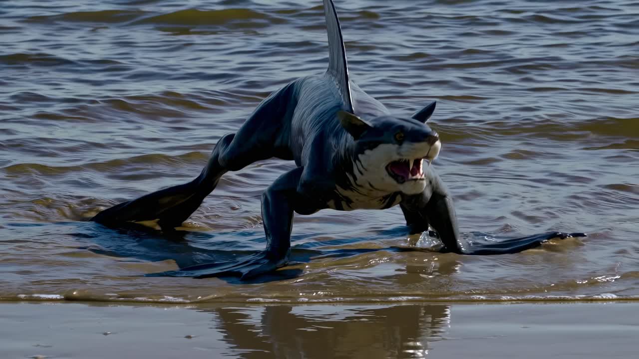 Fantasy Sea Creature Emerging from the Water | Premium Stock Video Footage