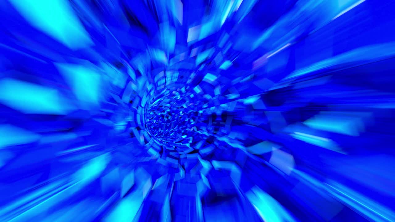 Flight through abstract blue tunnel. Abstract energy tunnel in space ...