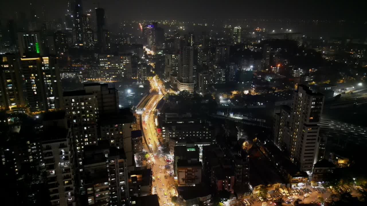 Premium stock video - Night view drone shot churchgate 3