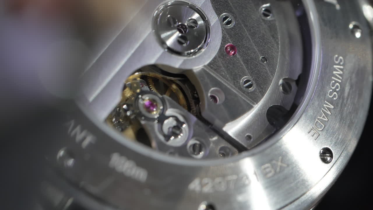 Premium stock video - Moving mechanical parts on back of cartier luxury ...