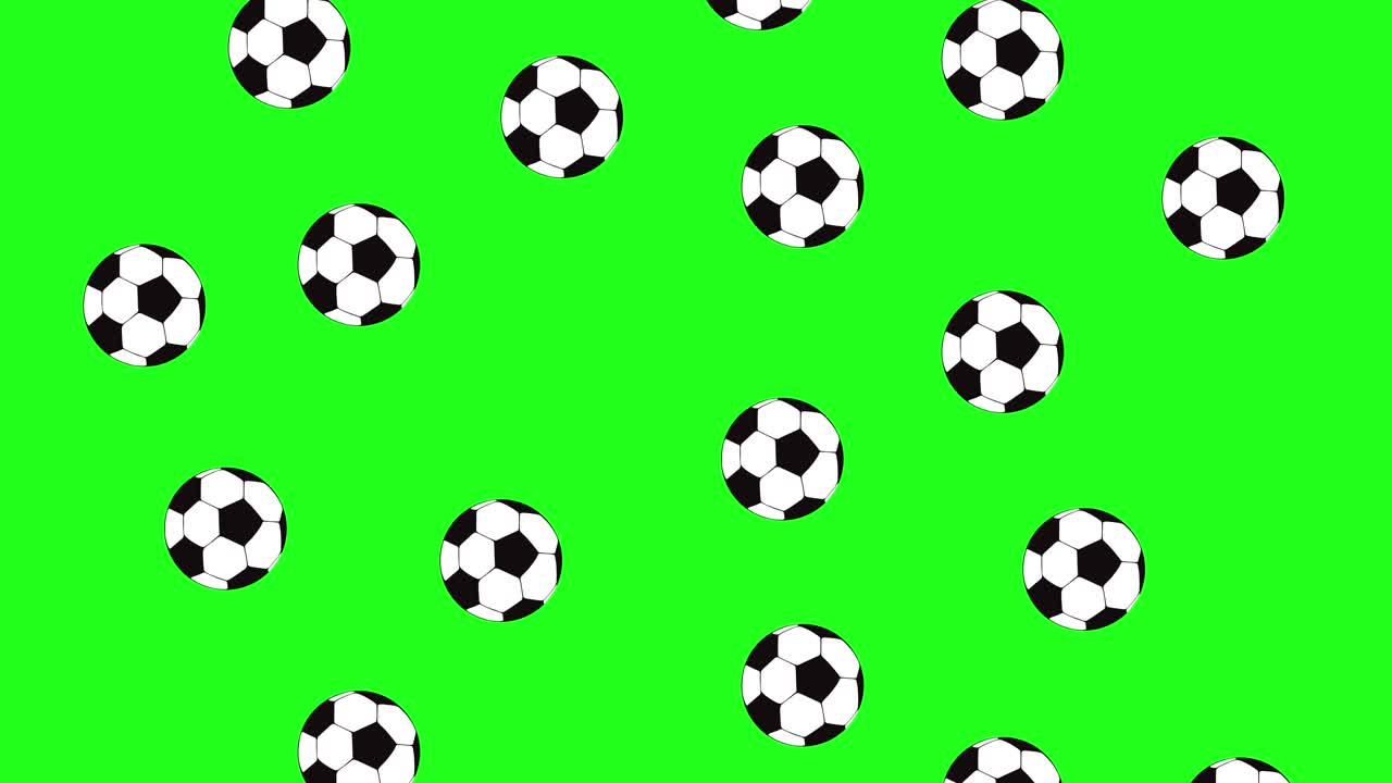 Premium stock video - Soccer balls falling through the green screen