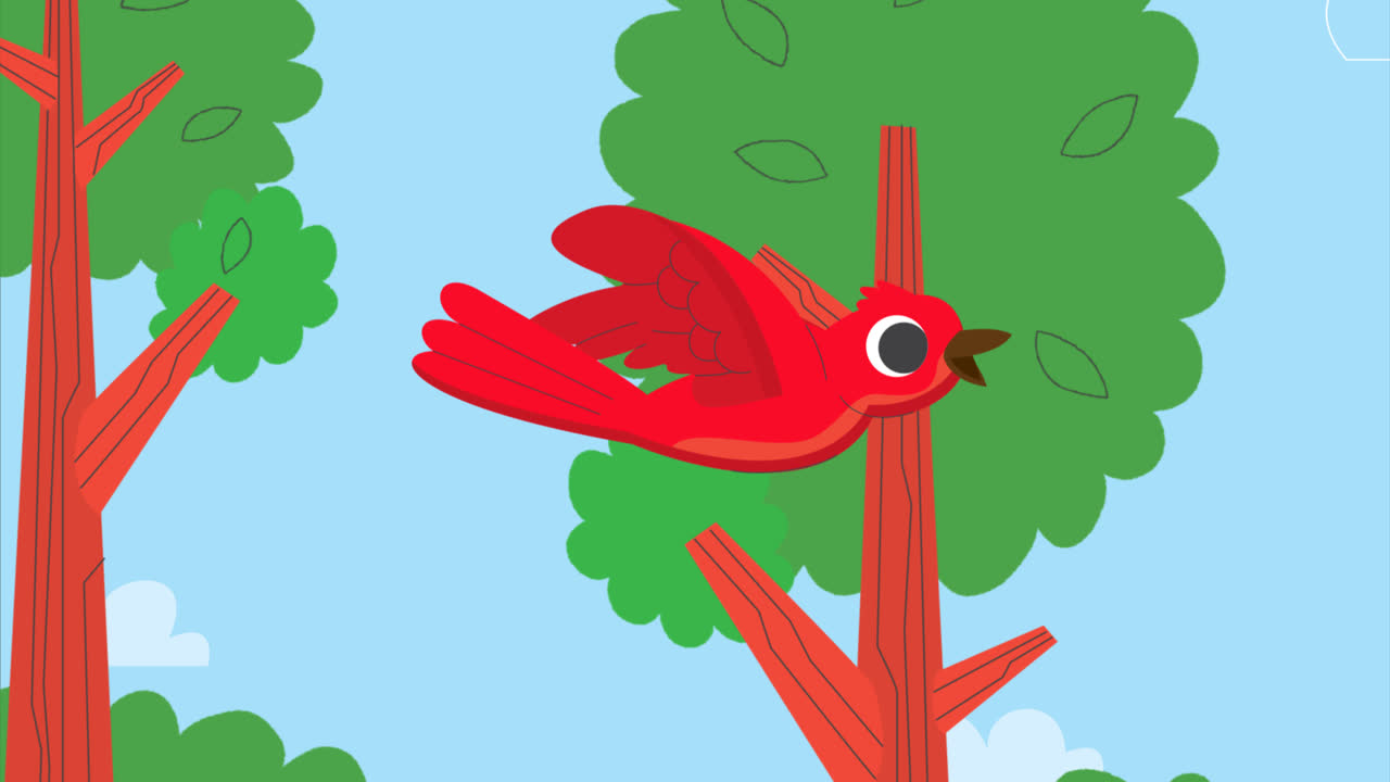 An animation of a background with flying red bird Free Stock Video Footage