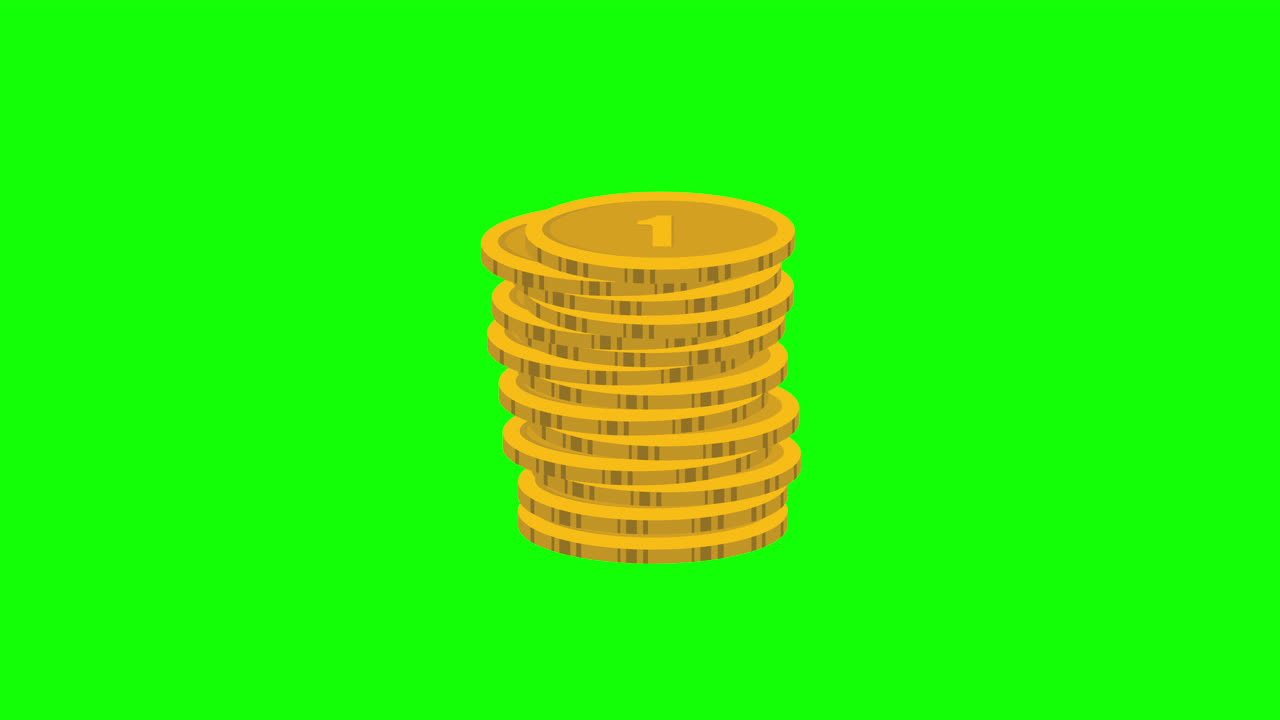 Premium stock video - One dollar coin pile icon loop animation with ...