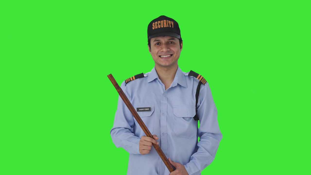 Happy Security Guard Smiling To The Camera Green Screen Free Stock ...