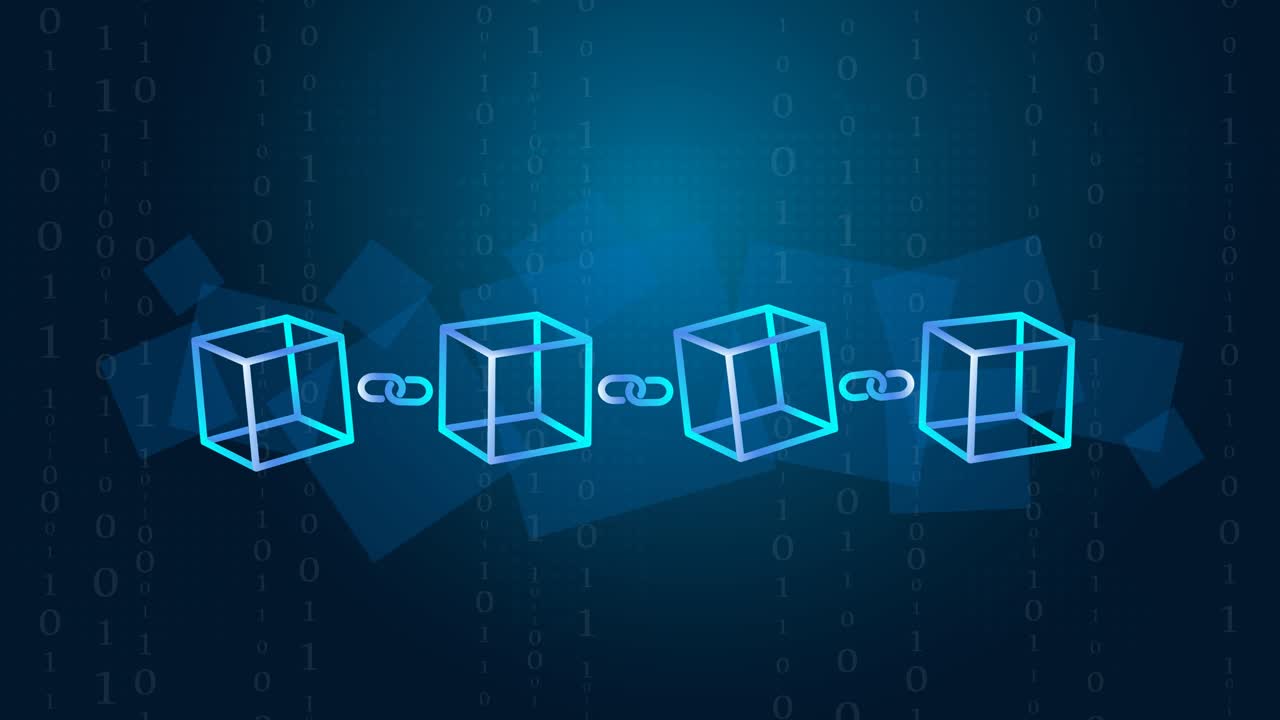 Vídeo de arquivo Premium - Conceito de blockchain com blocos de dados ...