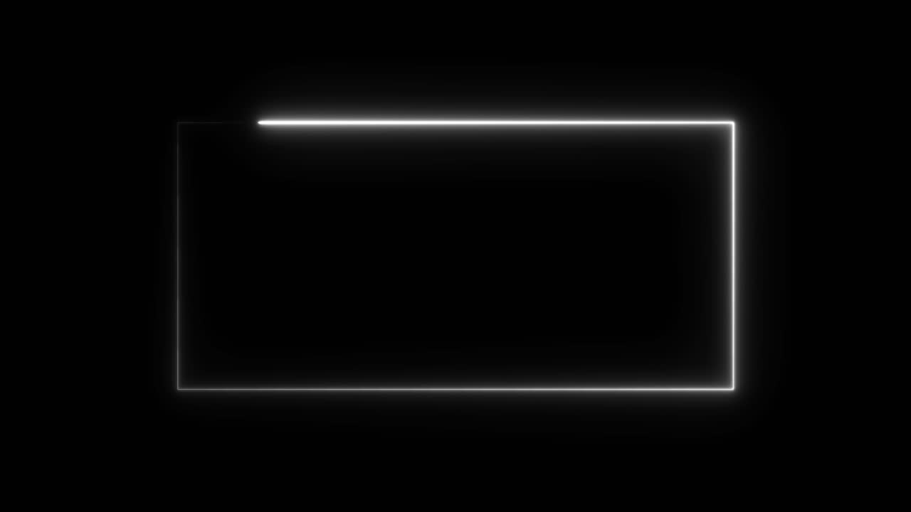 Glowing White Neon Rectangle Outline Animation on Black Background ...