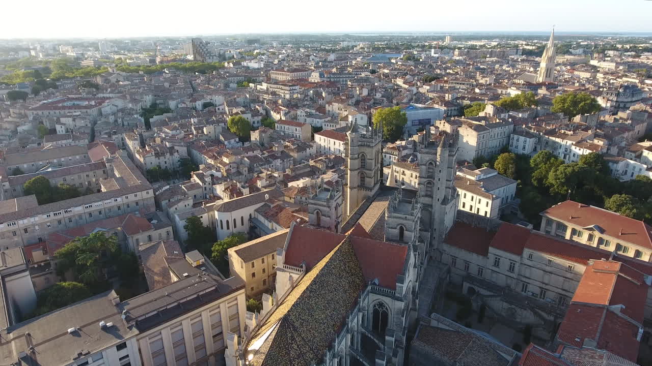 Free stock video - Flying around montpellier cathedral with the old ...