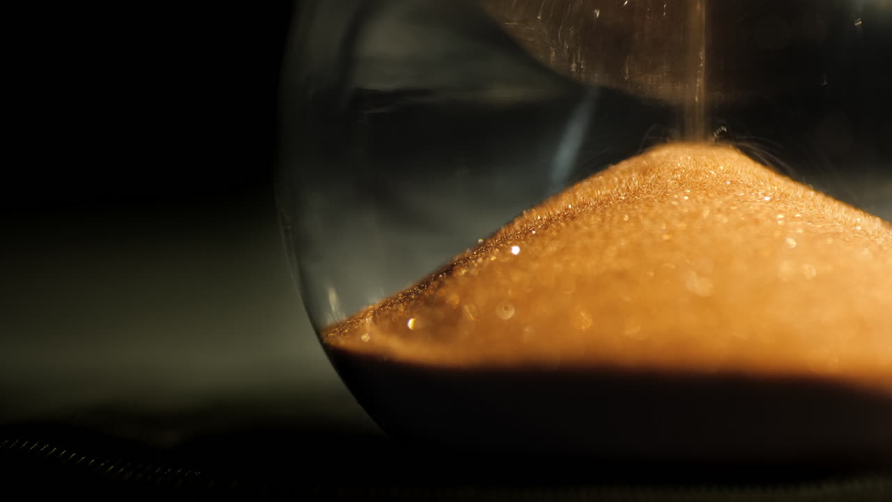 Beautiful Hourglass Detail Grains Of Sand Fall In A Heap In The Bottom ...
