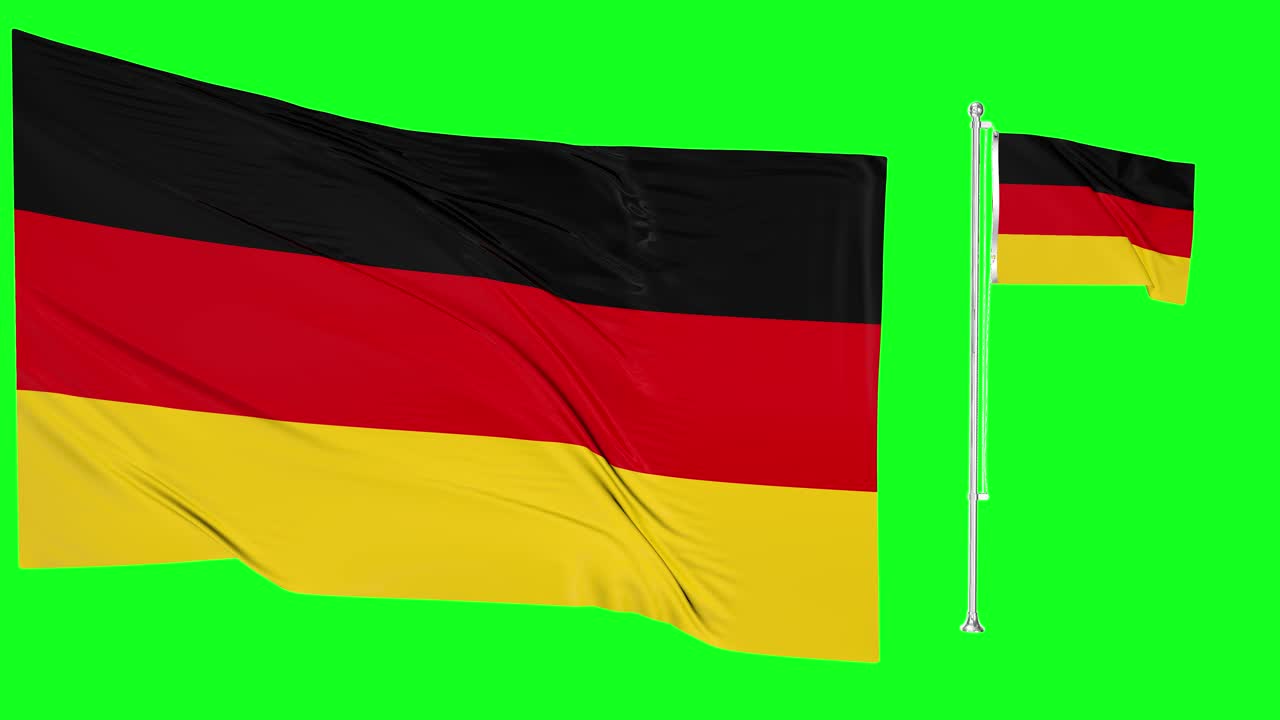 Premium stock video - Green screen waving germany flag or flagpole