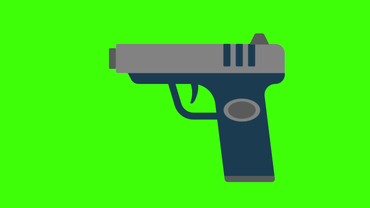 Green screen , safety offense icon , pistol | Premium Stock Video Footage