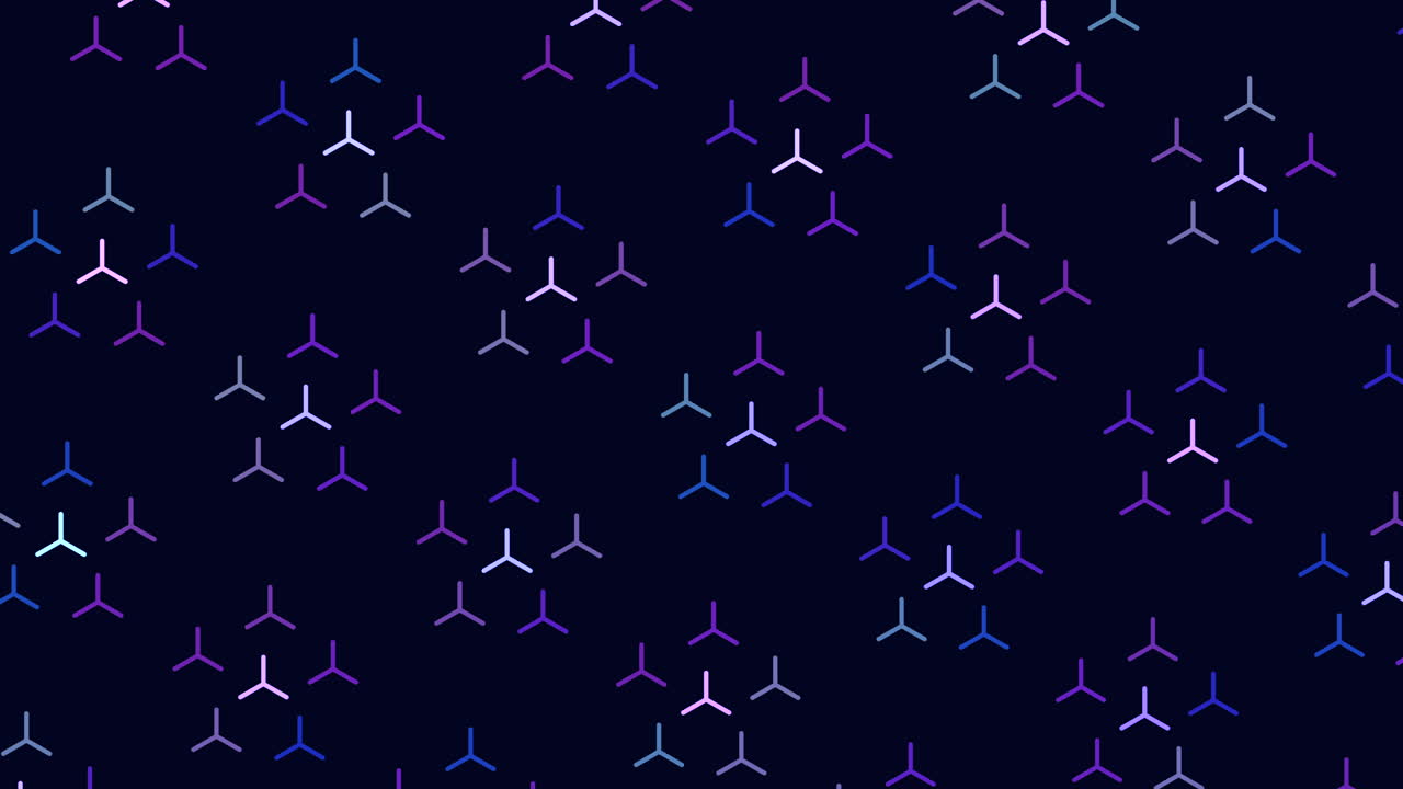 Premium stock video - Digital pattern with abstract neon triangles in rows on black gradient