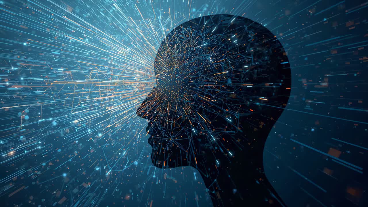 Pulsing forehead point initiating head lighting up neural mesh in deep ...