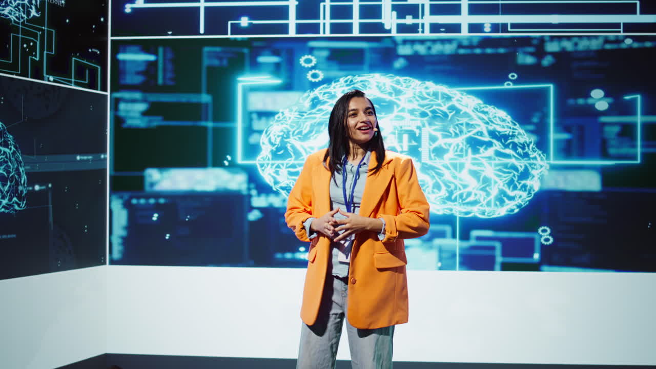 Lively speaker talks at AI event gathering tech startups managers ...