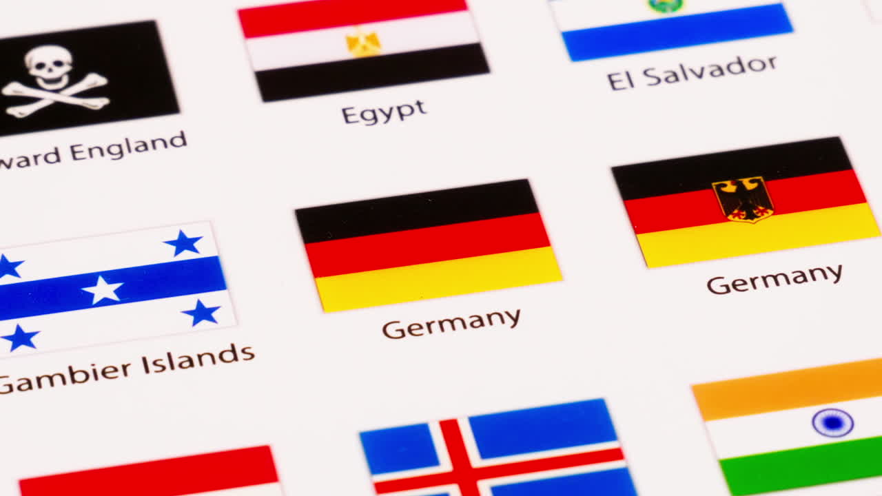 Premium stock video - Zoom out of flags of several countries in the world