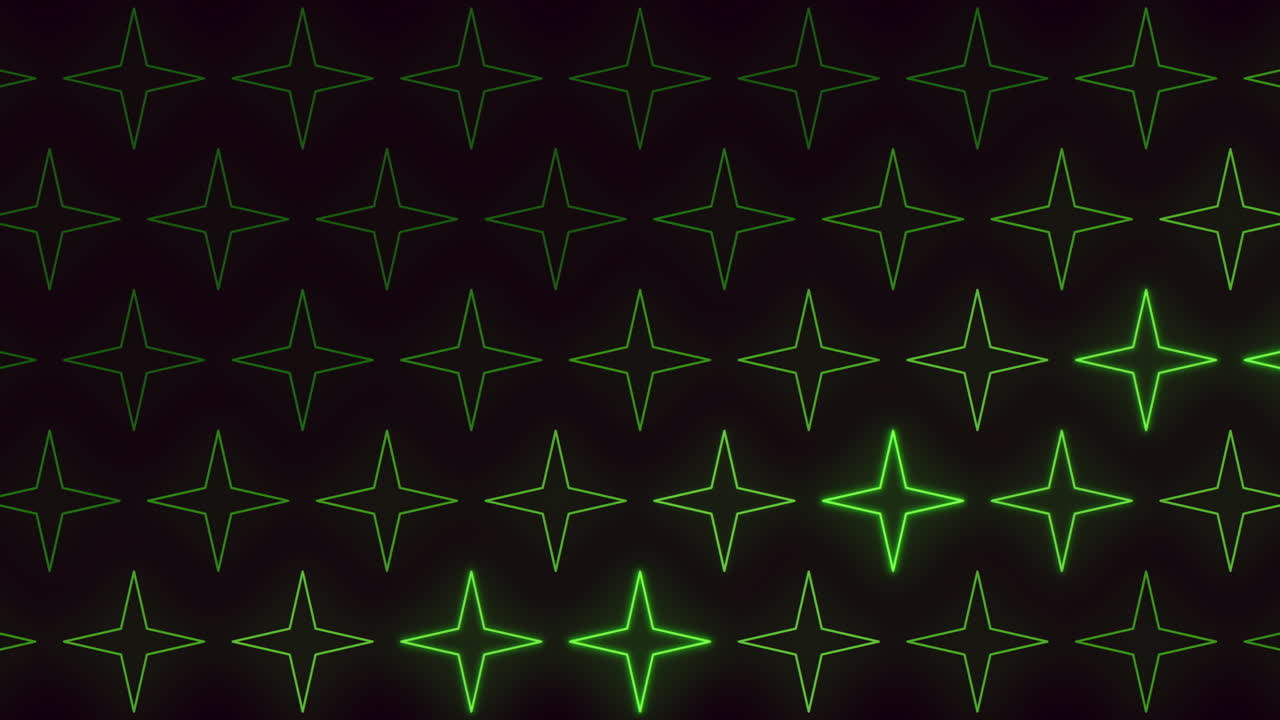 Premium stock video - Seamless neon stars pattern on black gradient