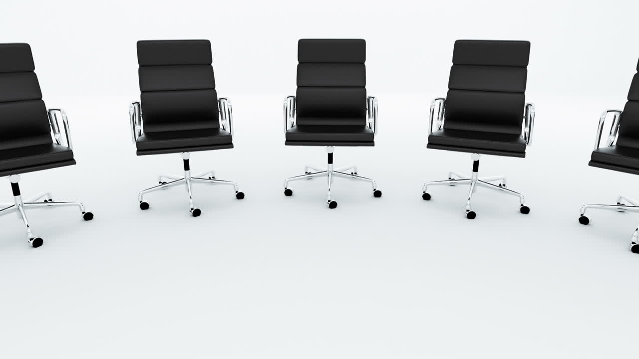 Seamless Animation Of Office Chair Stacked At A Circular Plan. A Camera ...