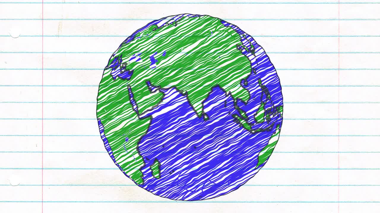 Earth Drawing Paper Cartoon Hand Drawn Animation Spinning Globe World ...