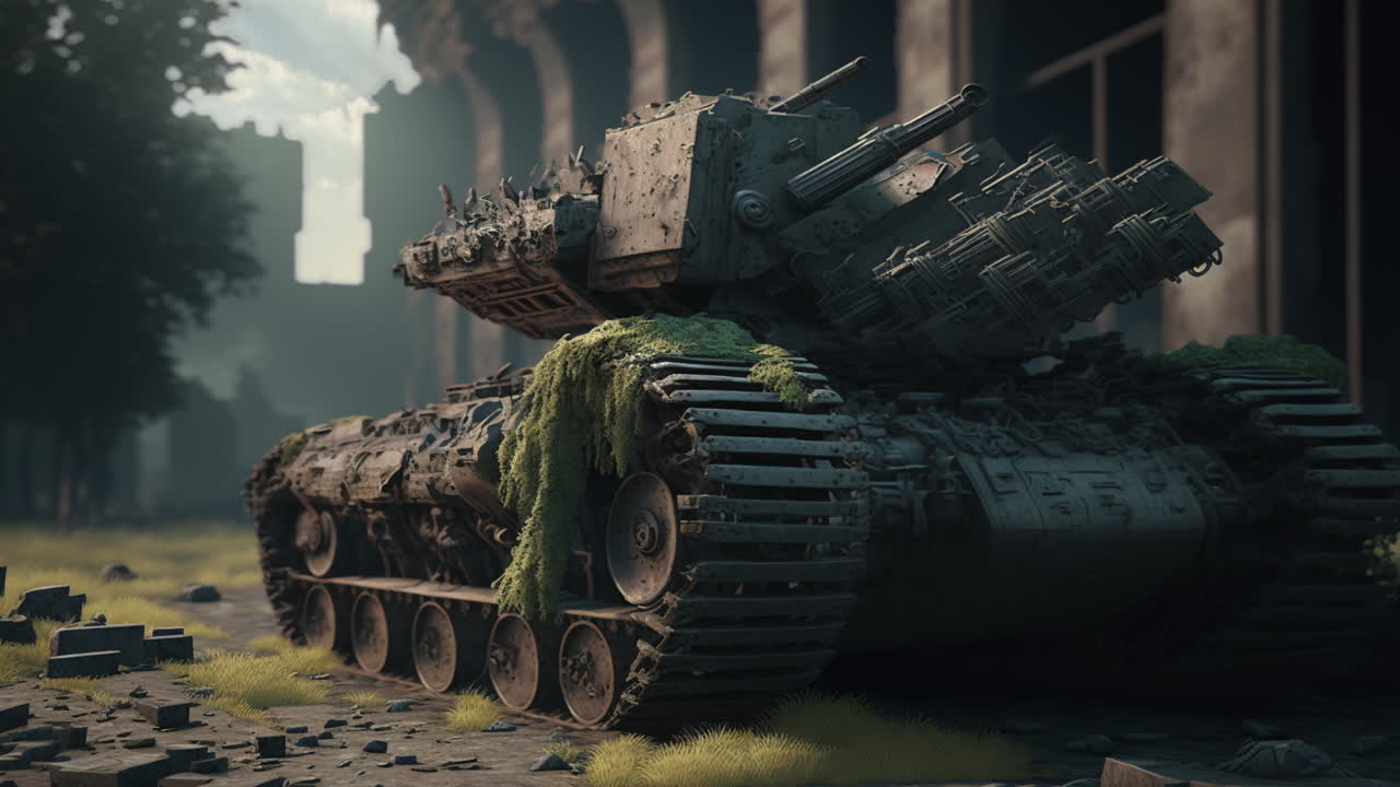 Premium stock video - Destroyed wreck war tank, military armoured ...