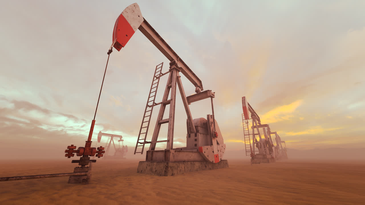 Premium stock video - Oil rig pump jacks pumping oil from the drilling ...
