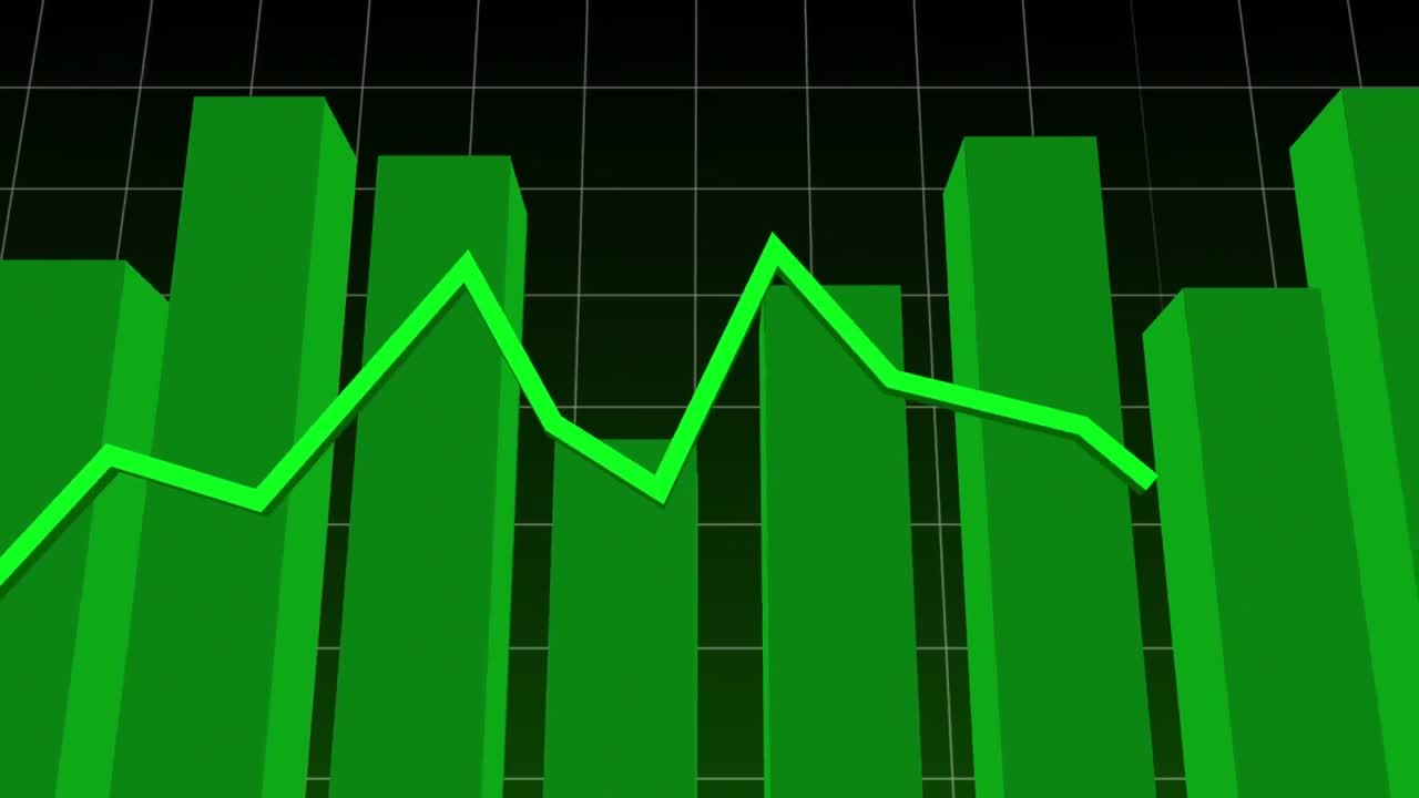 Premium stock video - Animation of green line and financial data ...