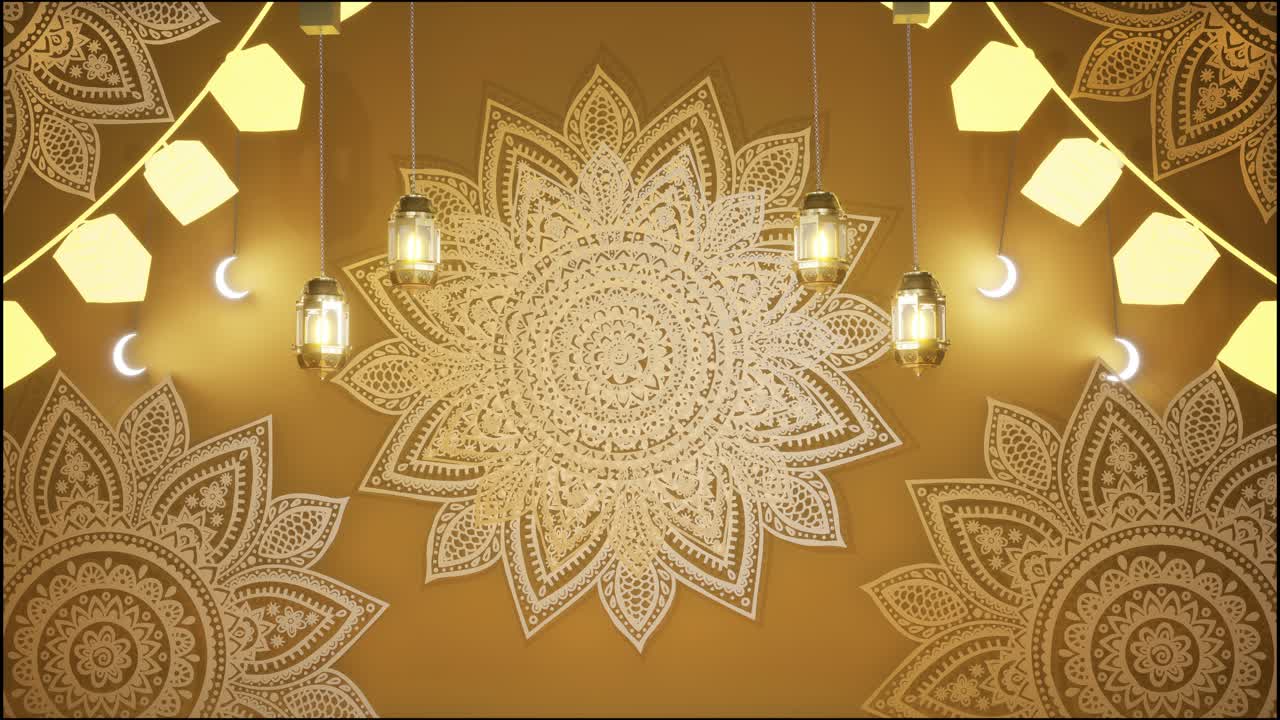 4k animated islamic background with rotating mandala arabic patterns ...