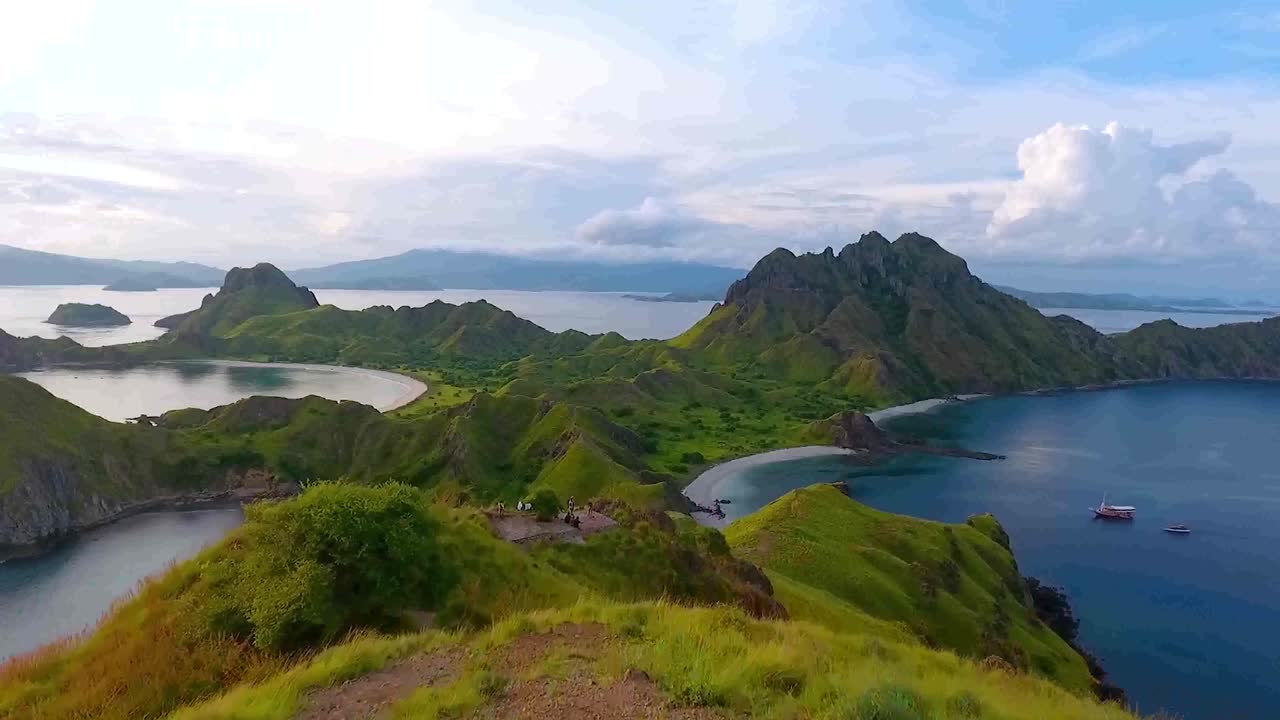 Premium stock video - Aerial view of pulau padar island in between ...