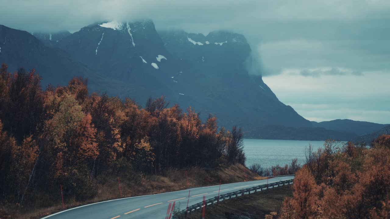 Narrow Two-lane Road Following The Fjord Shoreline-3 Free Stock Video ...