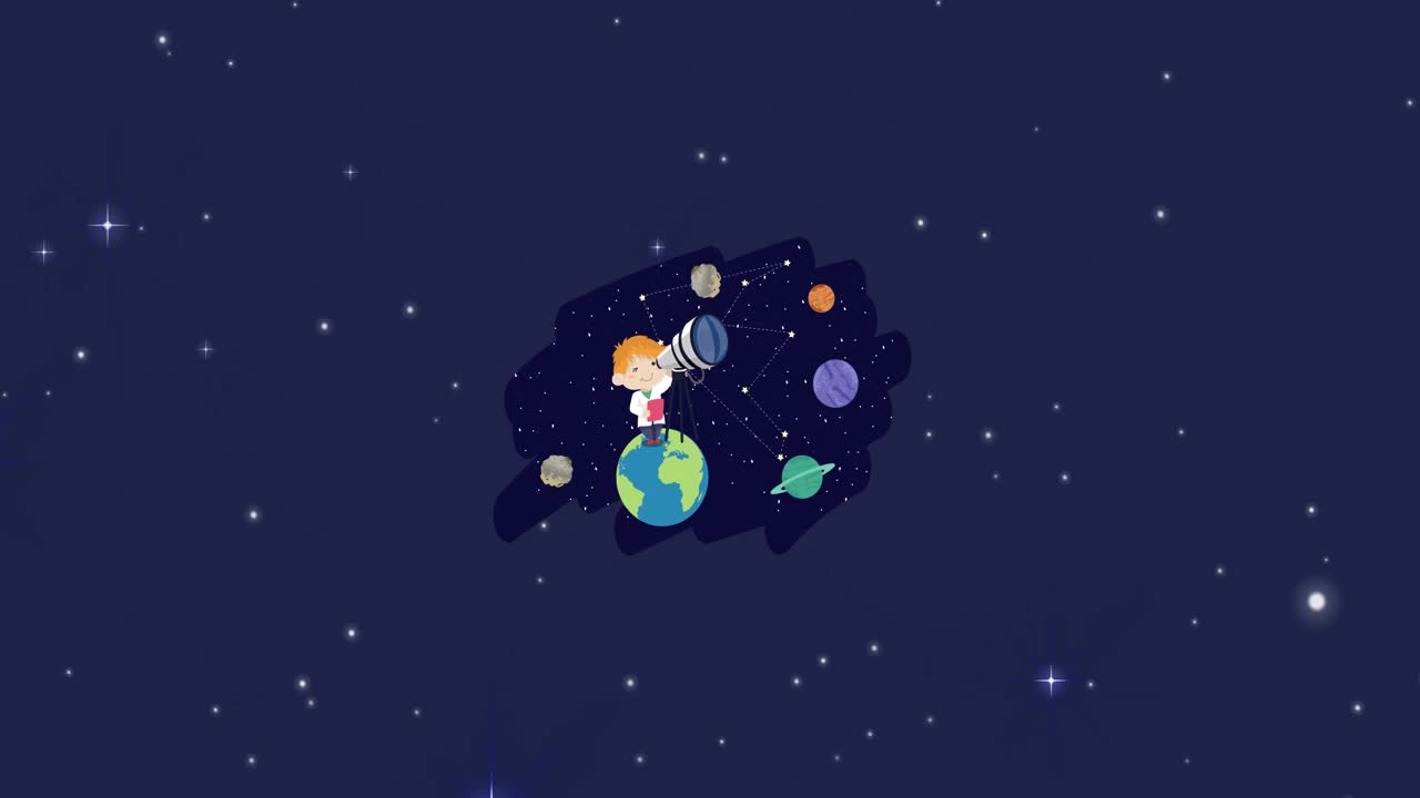 Premium stock video - Animation of astronomer on planet earth looking ...