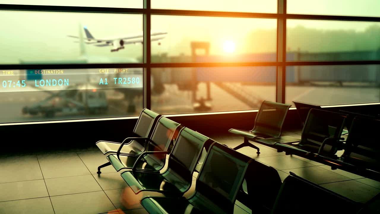 Airport departures board with flight informationn video loop animation ...