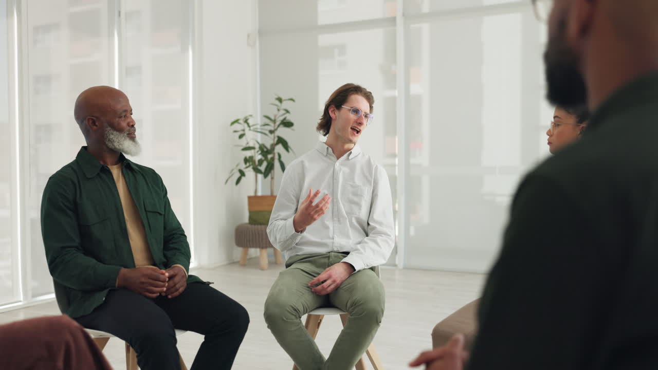 Premium stock video - Therapy counselling, group leader
