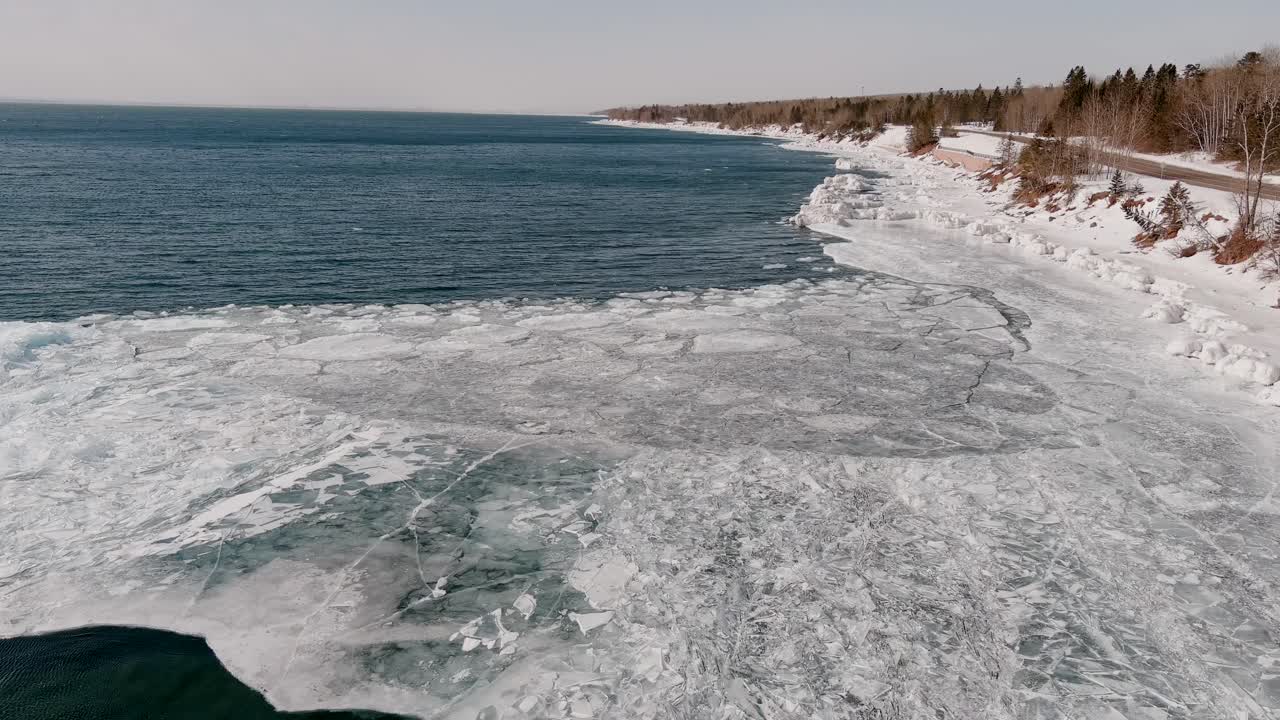 Premium stock video - Flyover view of duluth ice sheets in lake ...