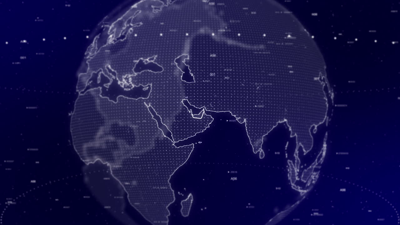 A Cinematic Video Background Showcases A Digital Globe Rotating, Zooming In On United Arab ...