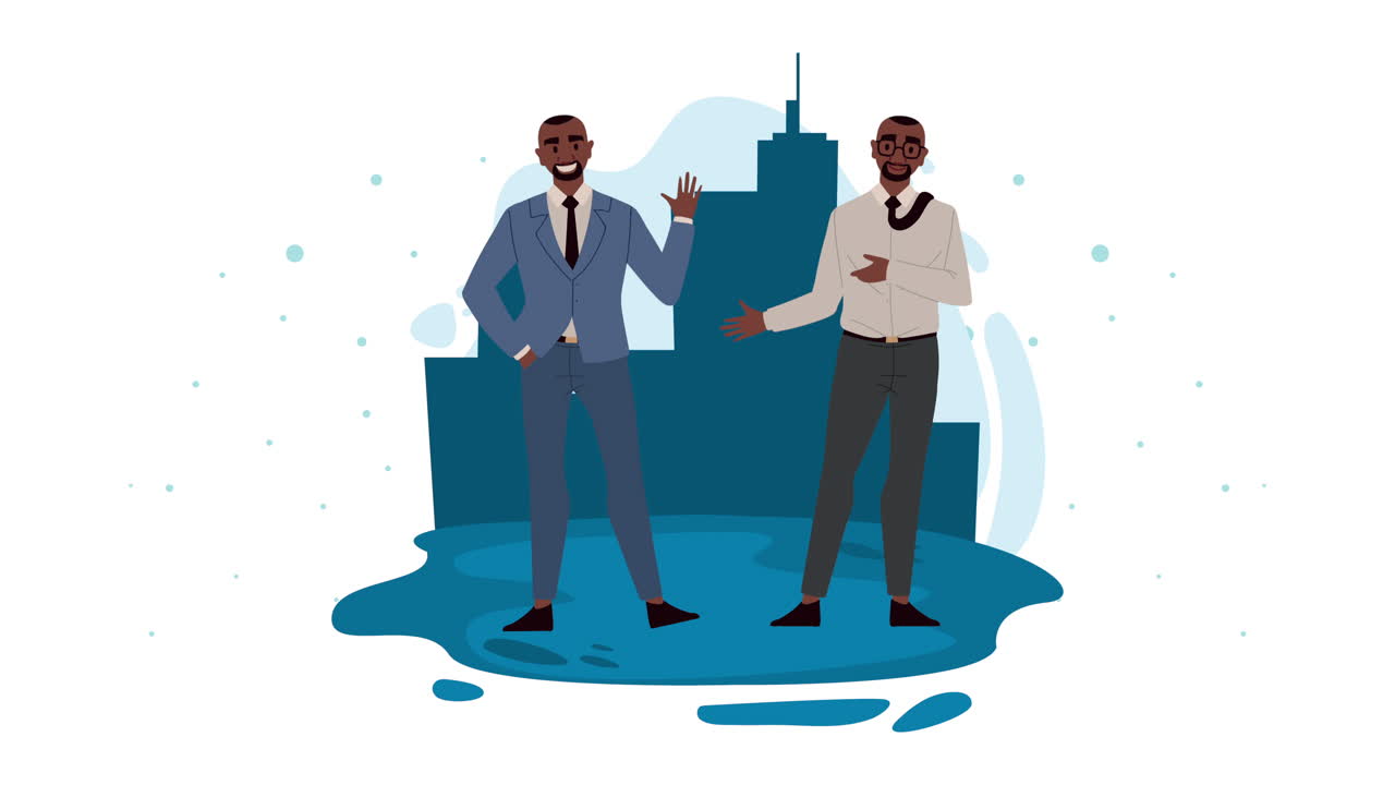 Afro businessmen done deal animation | Premium Stock Video Footage